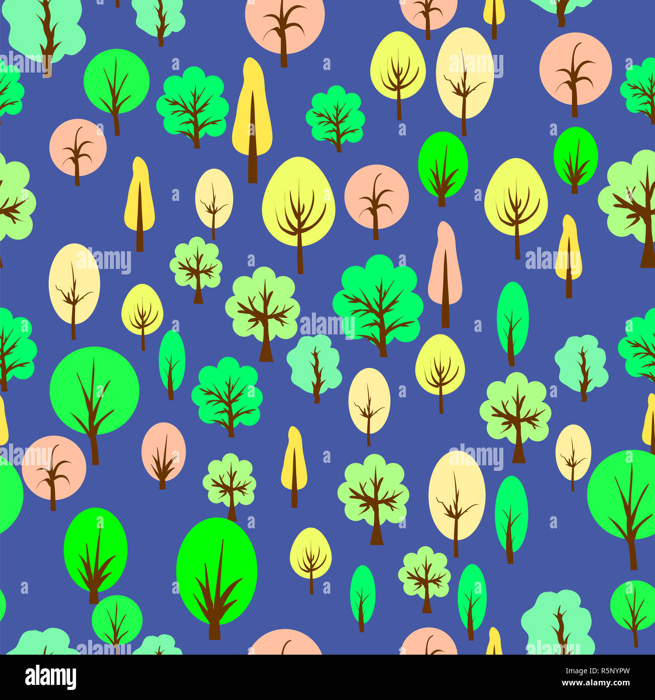 Colorful Tree Seamless Pattern Stock Photo - Alamy