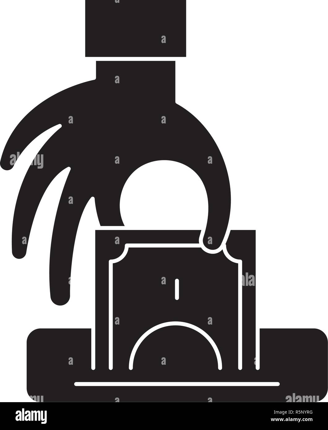 Theft black icon, vector sign on isolated background. Theft concept ...