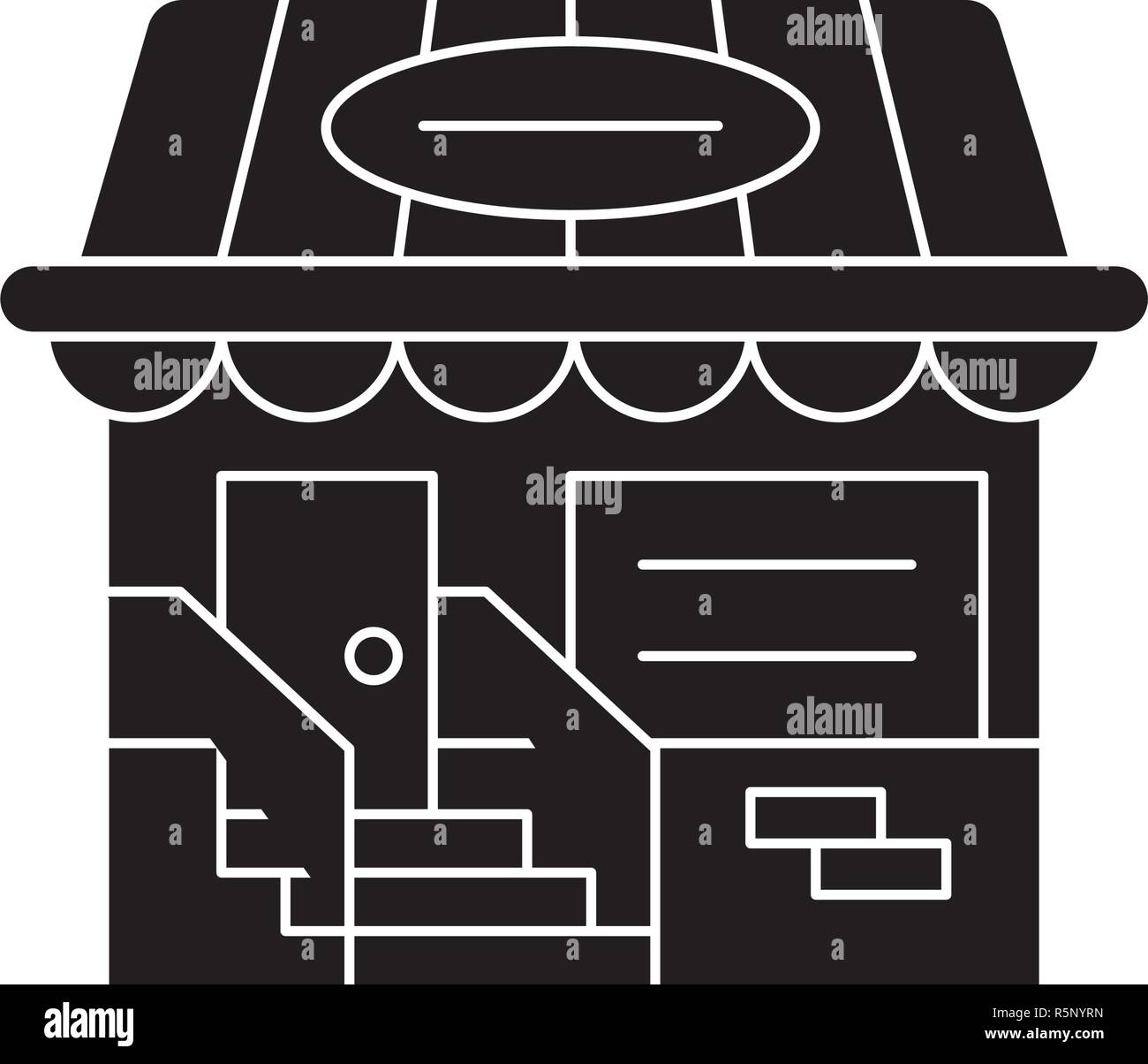 Small shop black icon, vector sign on isolated background. Small shop ...