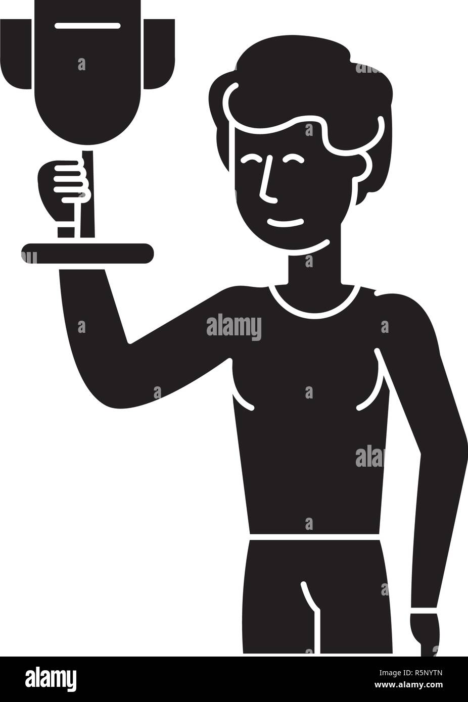 Business winner black icon, vector sign on isolated background ...