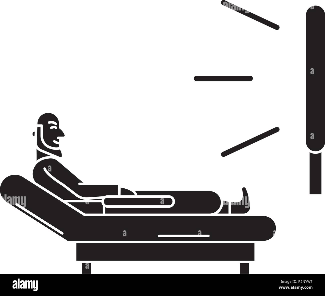 Man watching tv black icon, vector sign on isolated background. Man ...