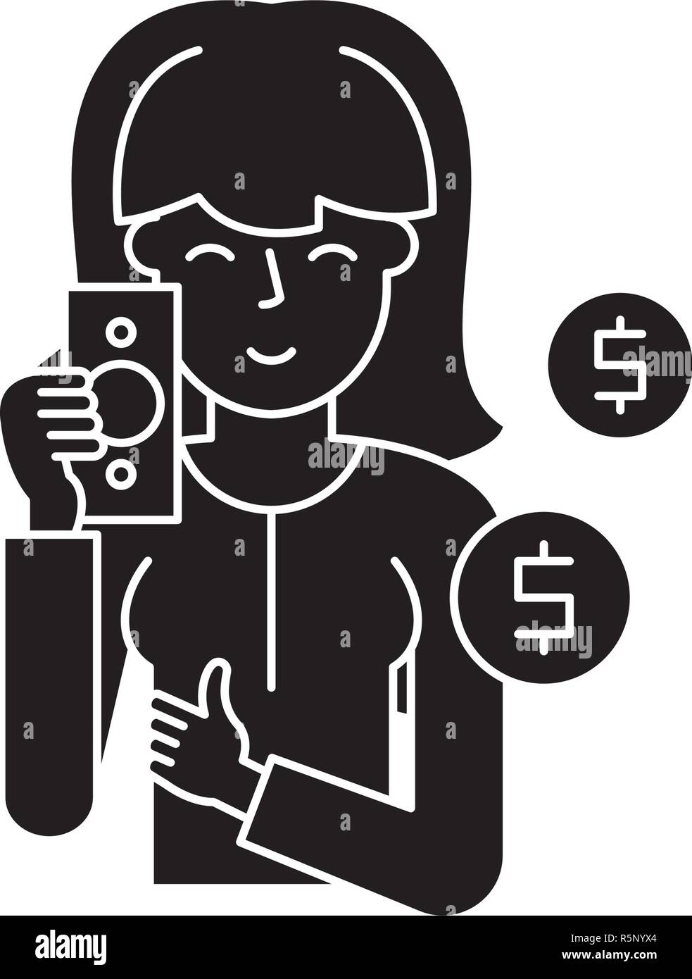 Money Prize Black Icon Vector Sign On Isolated Background Money Prize Concept Symbol