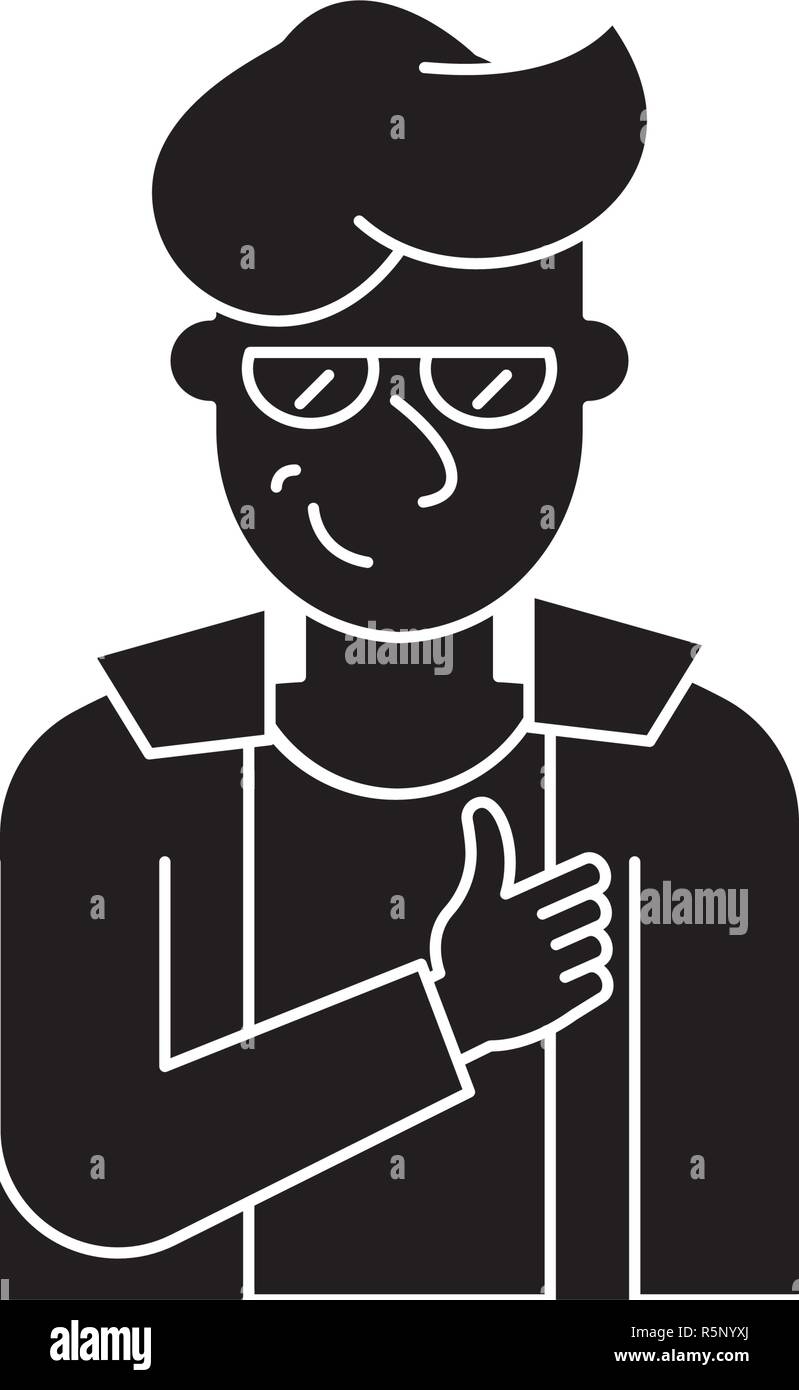 Hipster black icon, vector sign on isolated background. Hipster concept ...