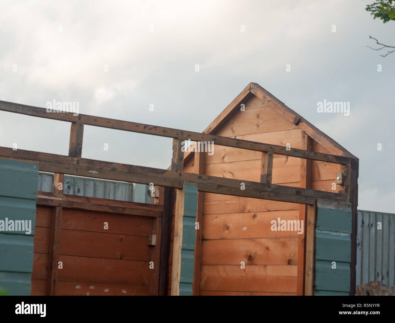 shed up close during construction garden outside Stock Photo - Alamy