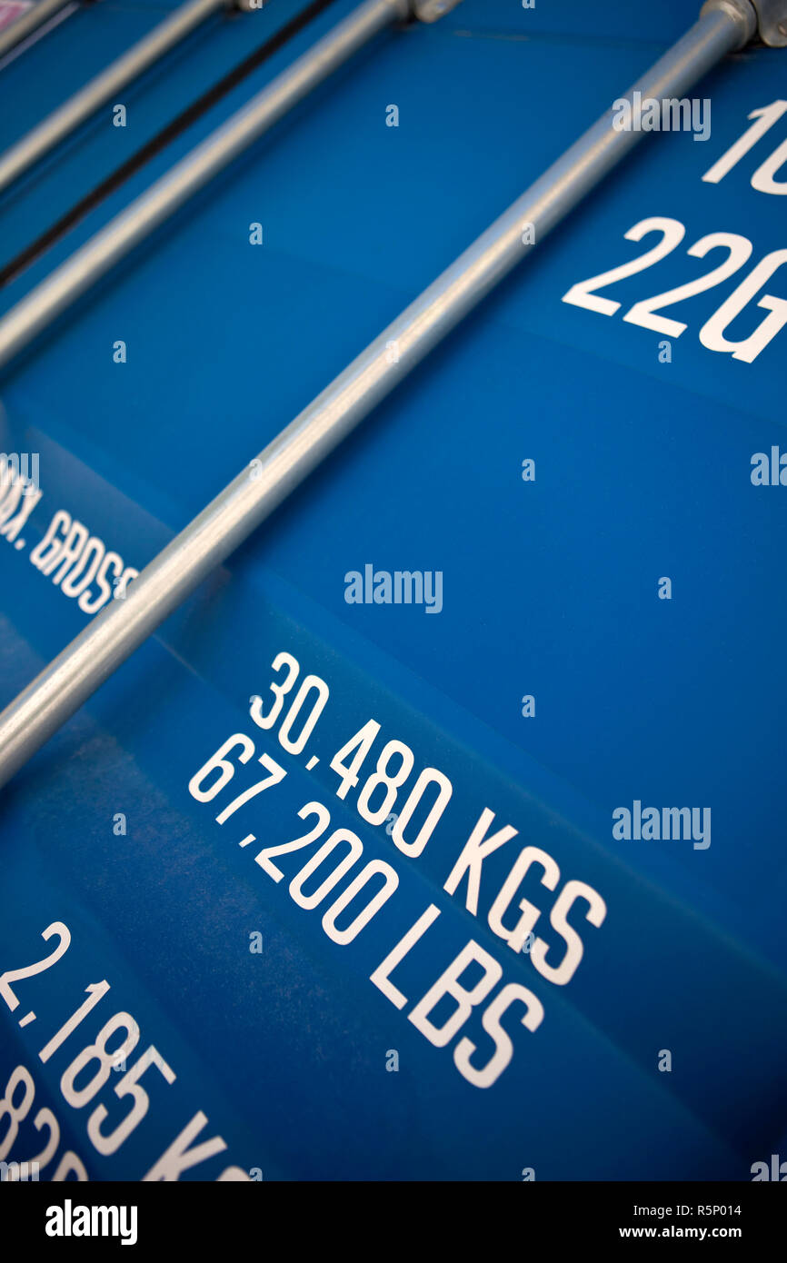Signs on containers Stock Photo - Alamy