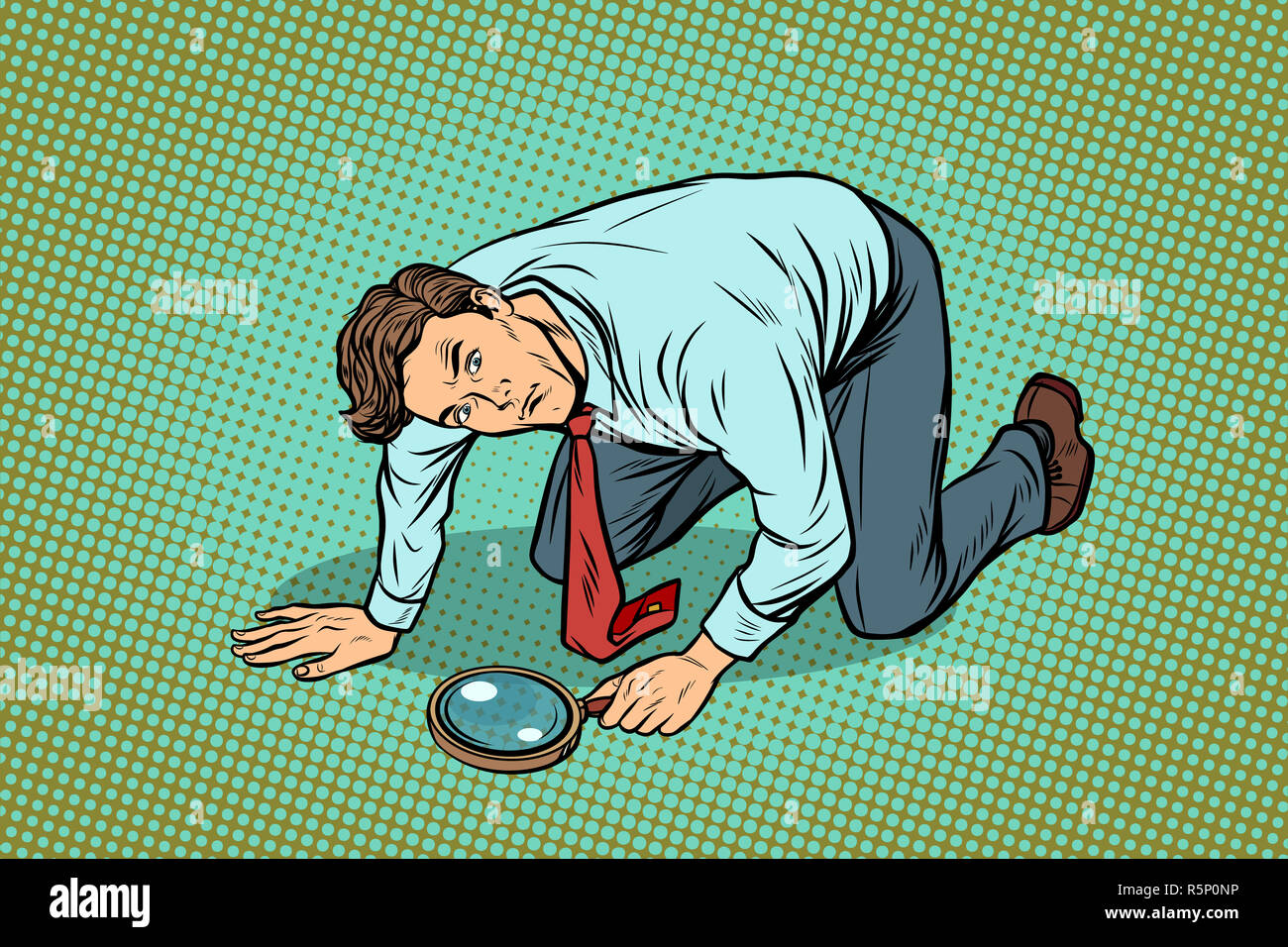 Businessman investigator looking with magnifying glass Stock Photo - Alamy