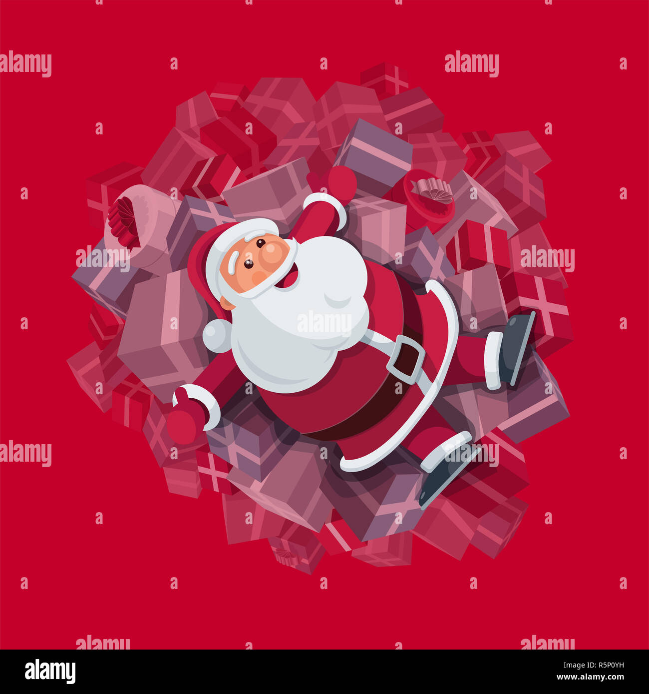 Santa Claus on gift boxes Stock Photo - Alamy