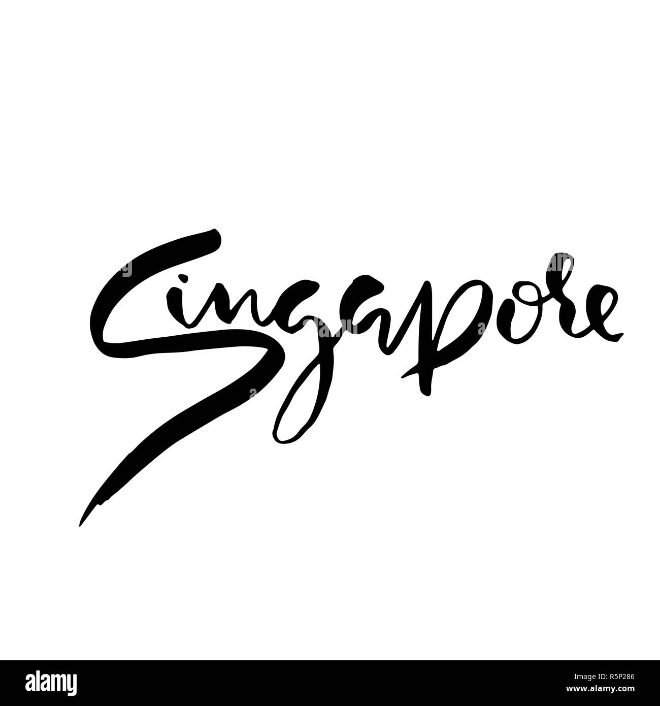 Singapore. Modern dry brush lettering. Calligraphy banner. Typography ...