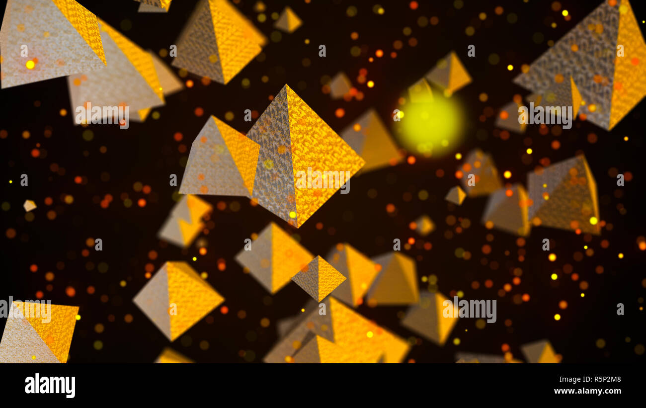Abstract background with golden pyramids. Digital backdrop Stock Photo ...