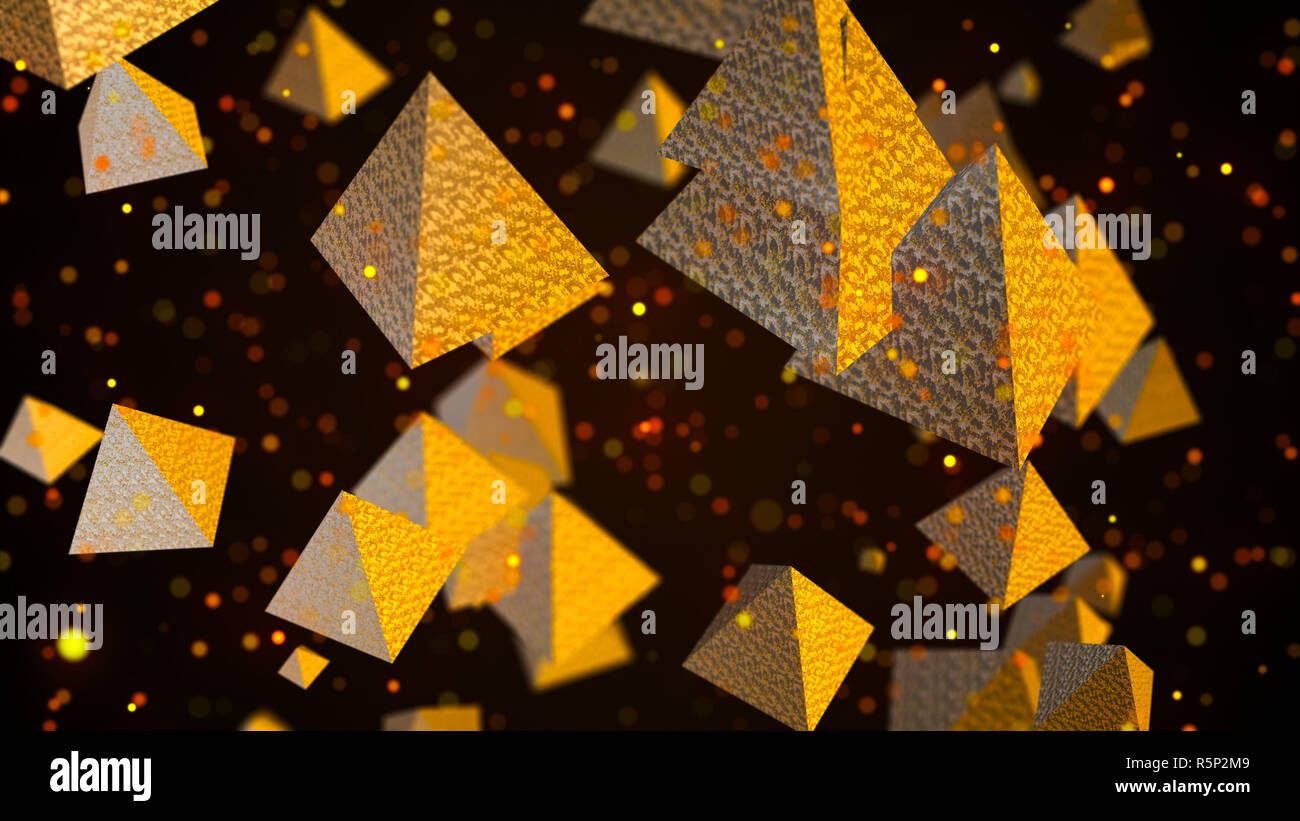 Abstract background with golden pyramids. Digital backdrop Stock Photo ...