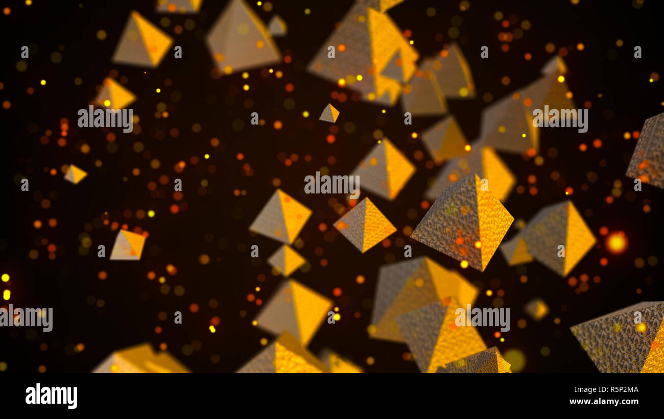 Abstract background with golden pyramids. Digital backdrop Stock Photo ...