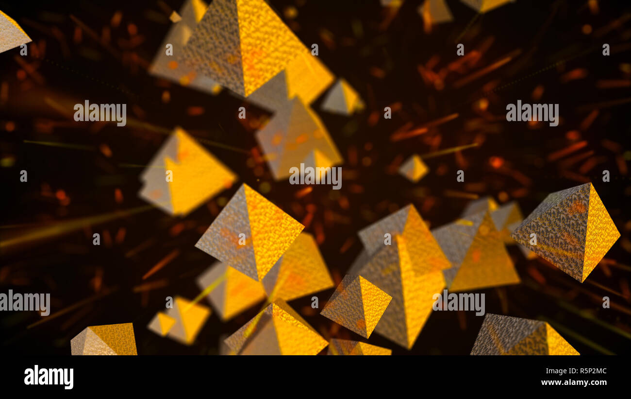 Abstract background with golden pyramids. Digital backdrop Stock Photo ...