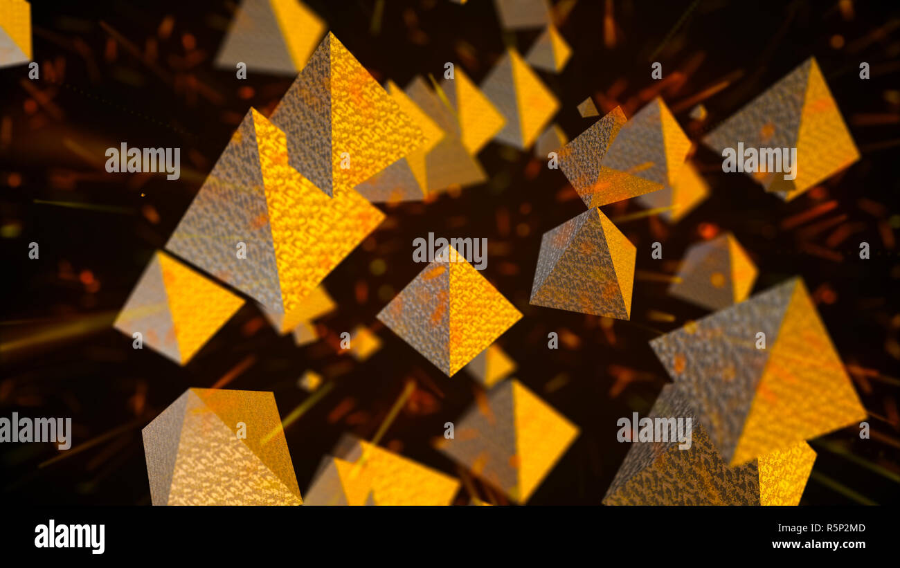Abstract background with golden pyramids. Digital backdrop Stock Photo ...