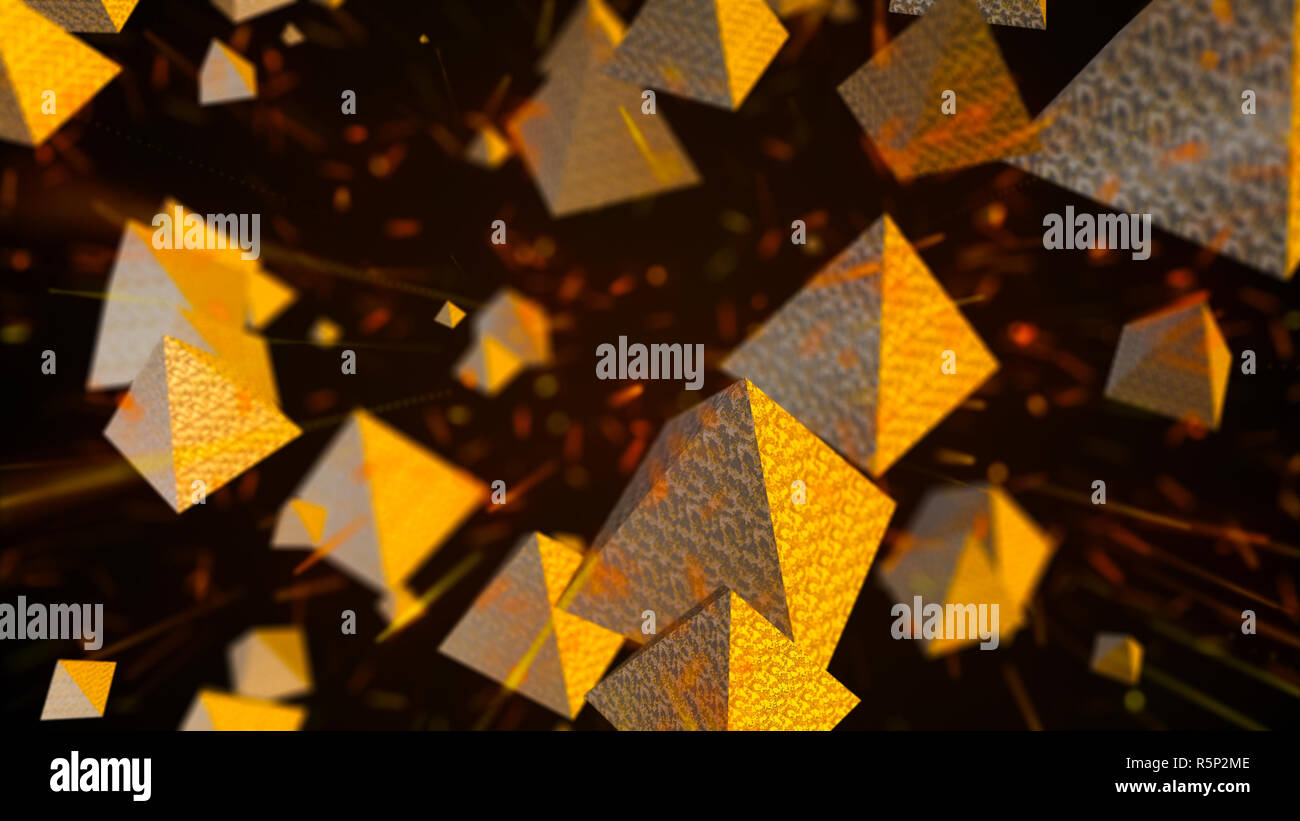 Abstract background with golden pyramids. Digital backdrop Stock Photo ...