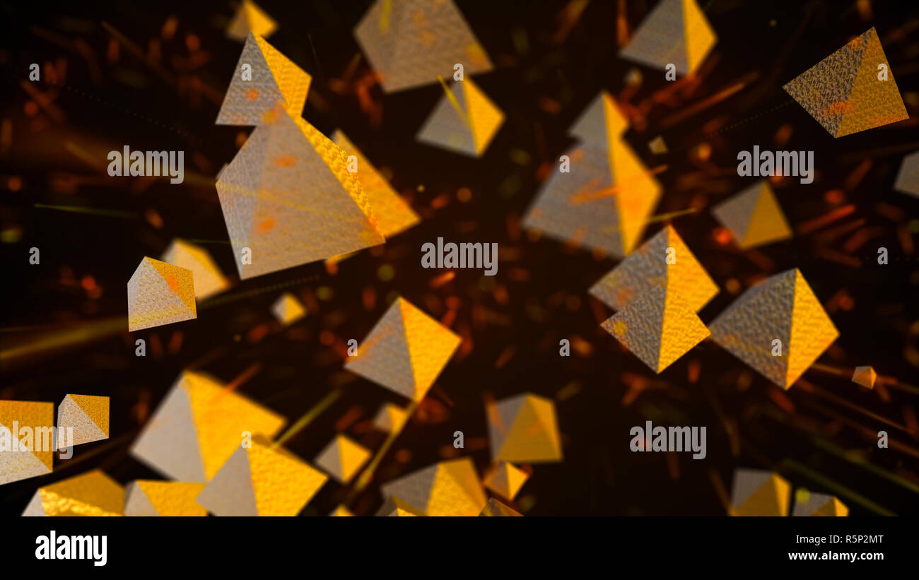 Abstract background with golden pyramids. Digital backdrop Stock Photo ...