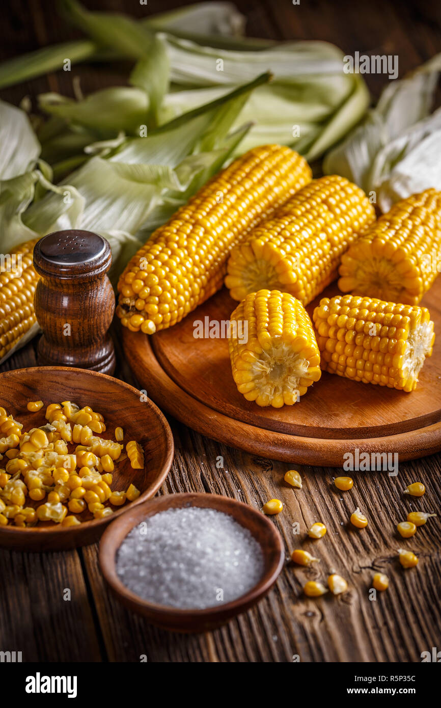 Homemade golden corn cob Stock Photo - Alamy