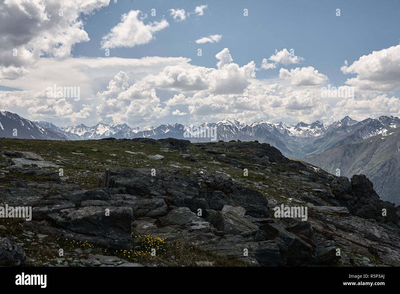 Altai Mountains, Russian Altay.The jagged mountain ridges derive their ...