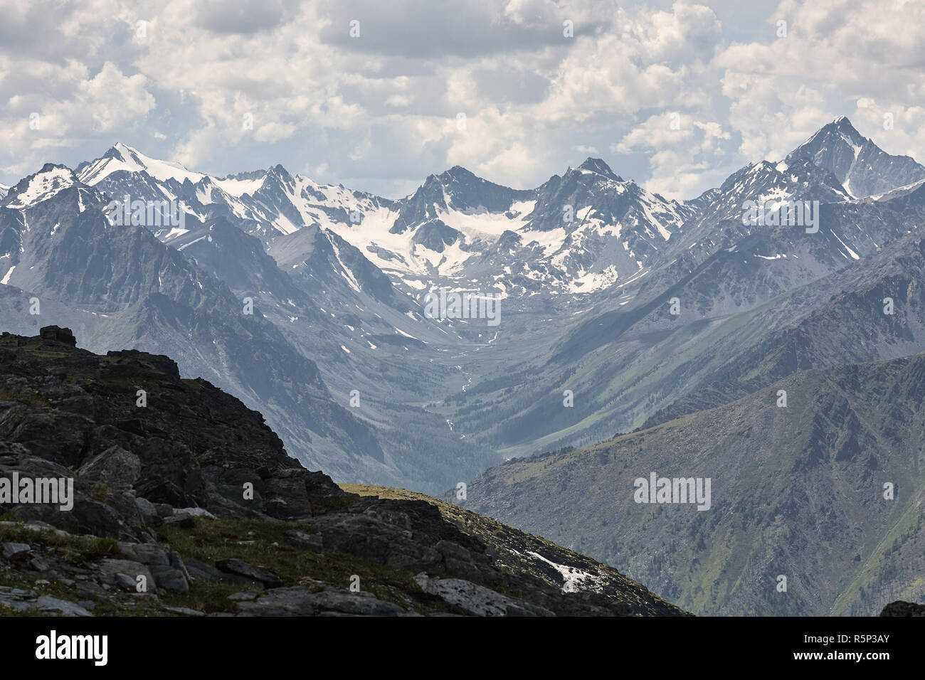 Altai Mountains, Russian Altay.The jagged mountain ridges derive their ...