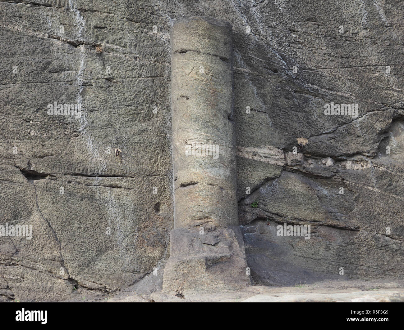 Ancient roman road milestone in Donnas Stock Photo - Alamy