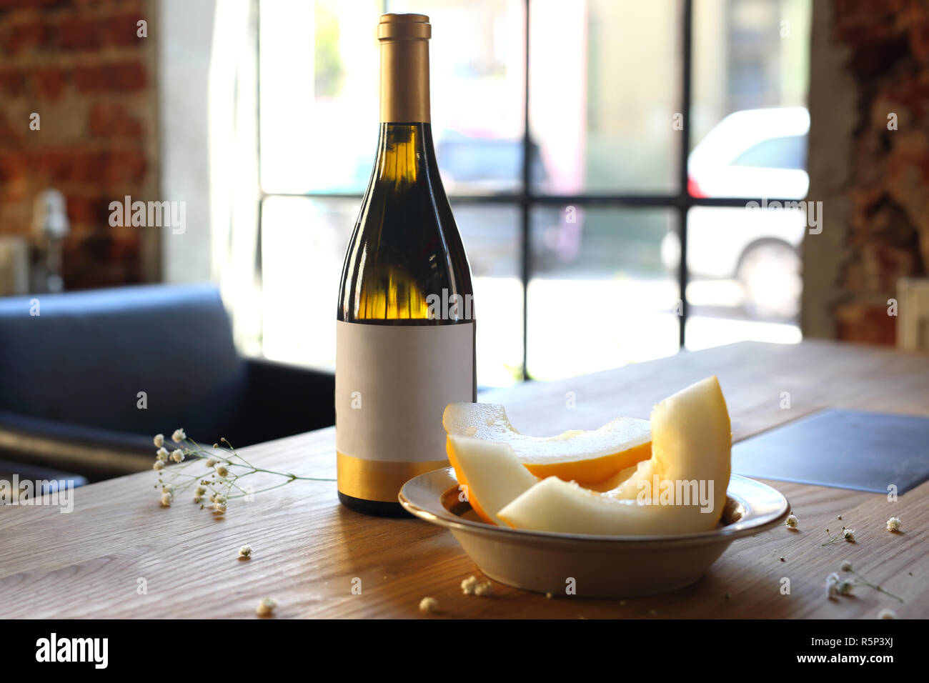 White wine and melon Stock Photo - Alamy