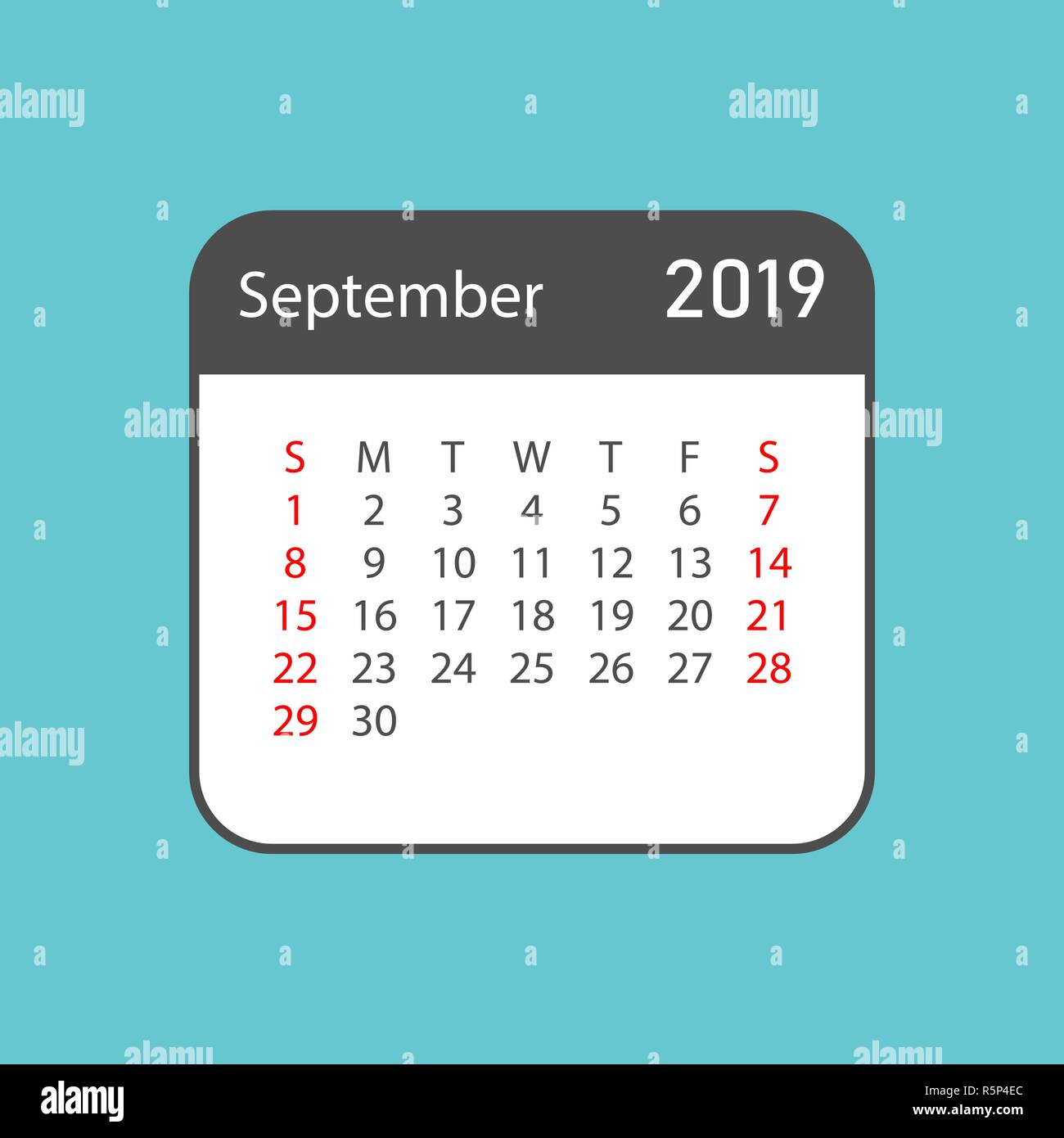 Calendar september 2019 year in simple style. Calendar planner design ...