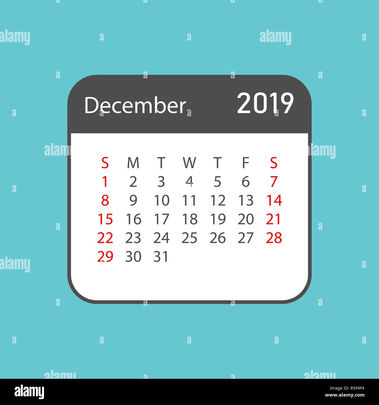 Calendar december 2019 year in simple style. Calendar planner design ...
