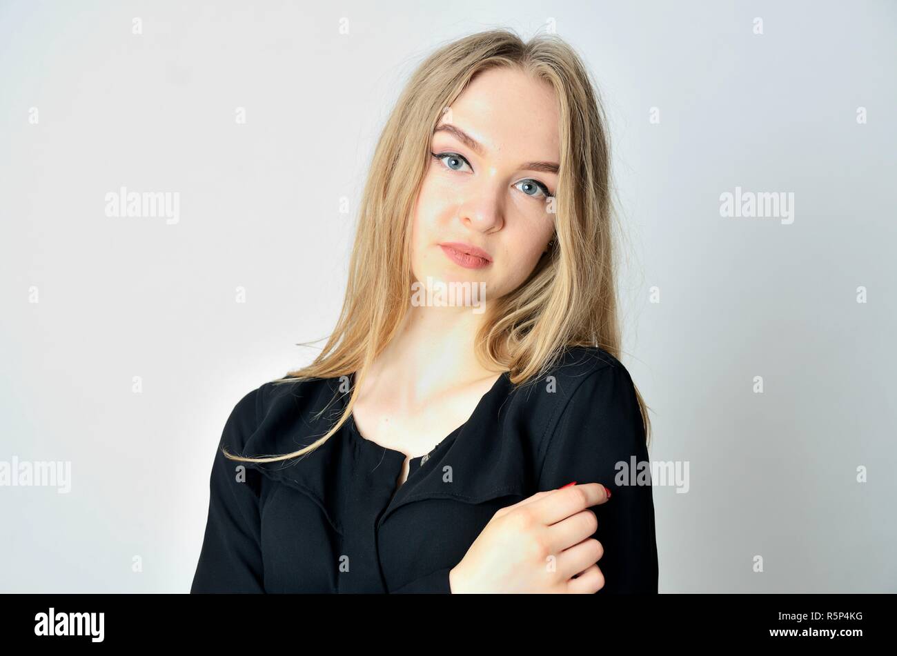 Young female model from Ukraine wearing black top. Portraits made in ...