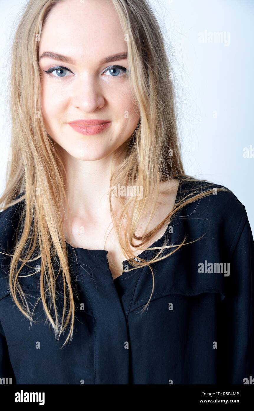 Young female model from Ukraine wearing black top. Portraits made in ...