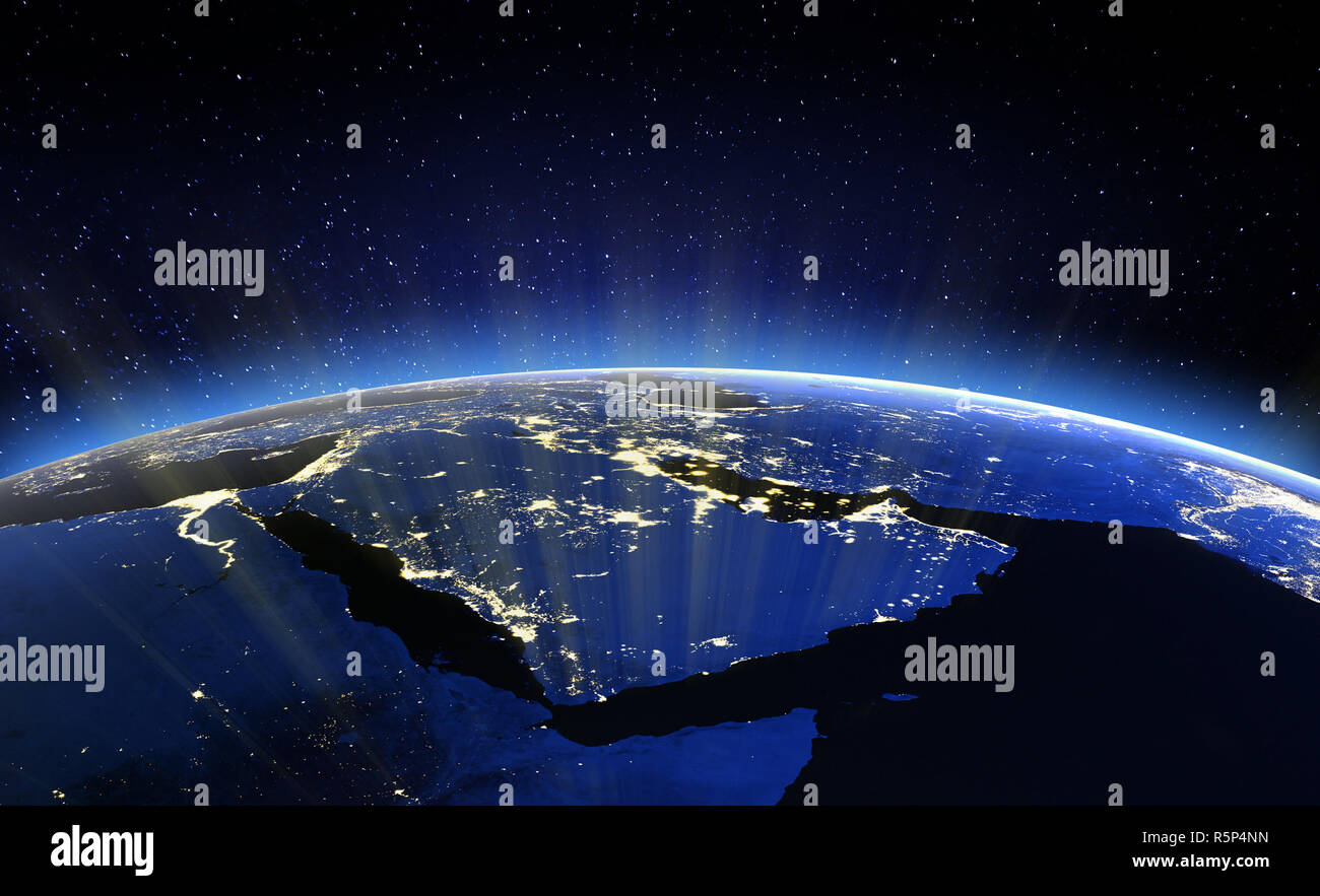 Middle East. Elements of this image furnished by NASA 3d rendering ...