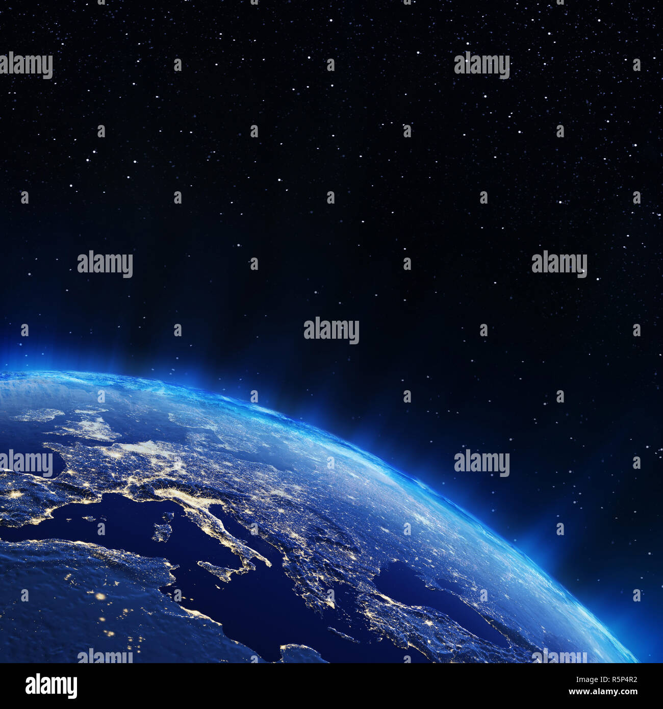 Europe city lights 3d rendering Stock Photo - Alamy