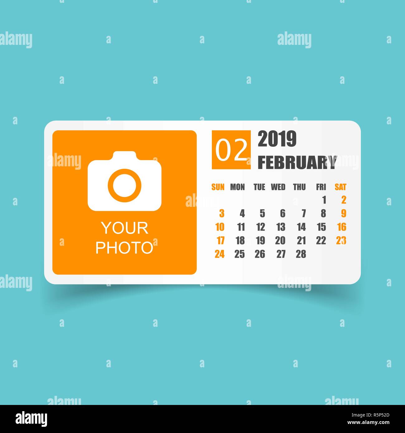 Calendar february 2019 year in simple style. Calendar planner design ...