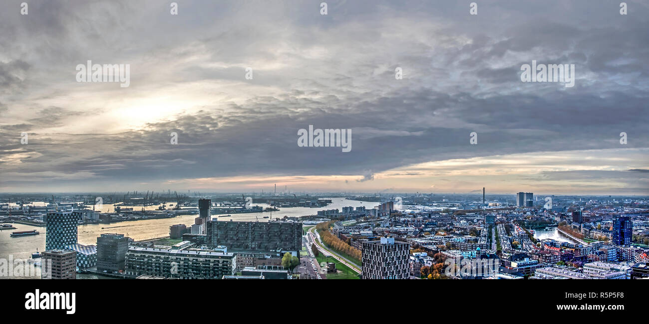 Rotterdam, The Netherlands, November 12, 2018: panoramic view in ...