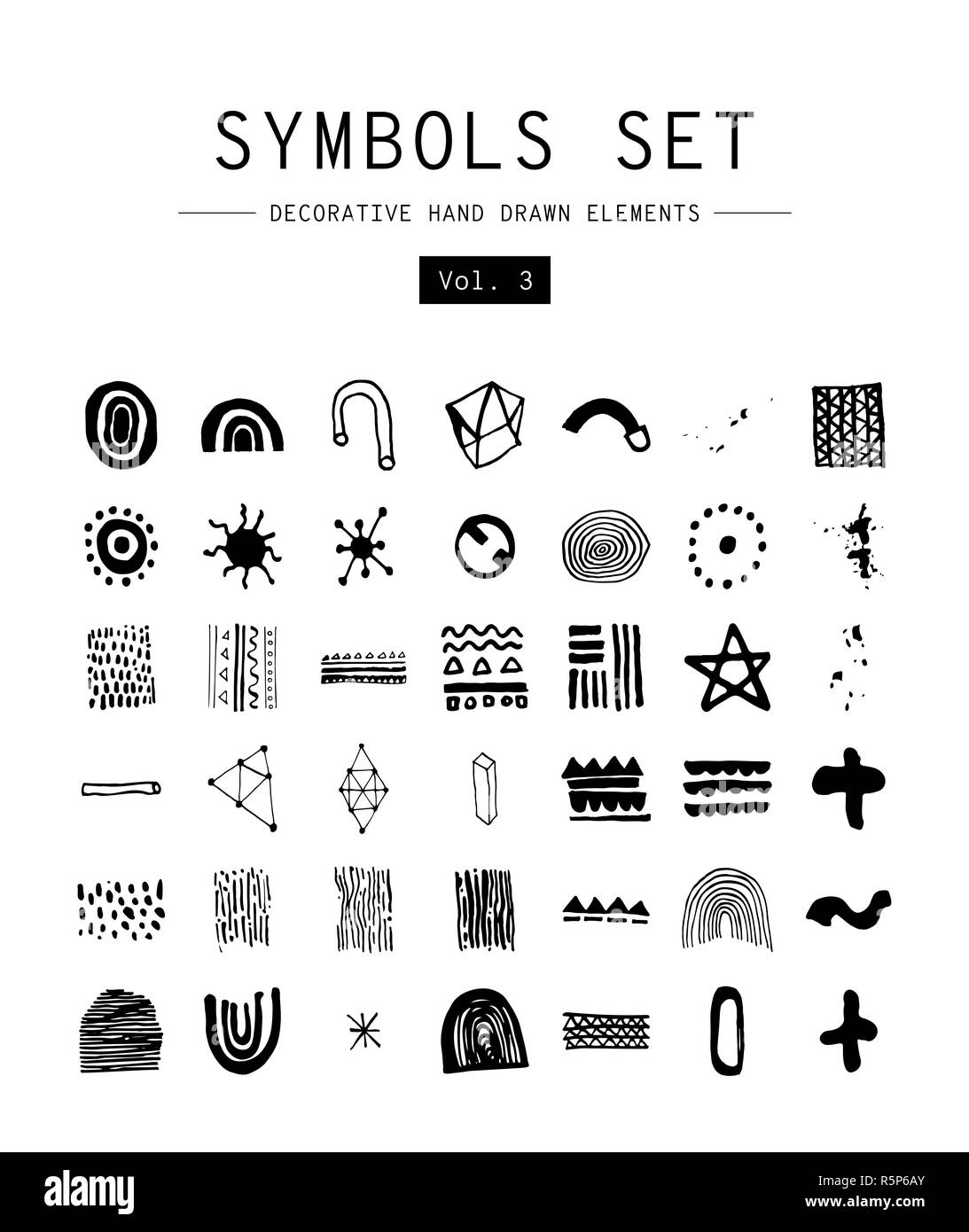 Set decorative hand drawn elements Stock Photo - Alamy