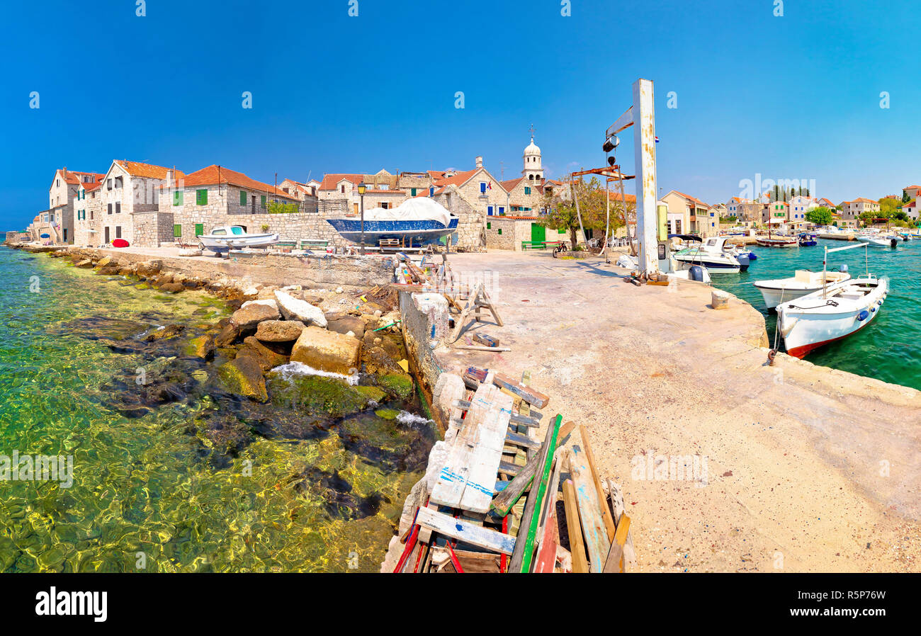 Island of Prvic harbor panorama in Sepurine Stock Photo - Alamy