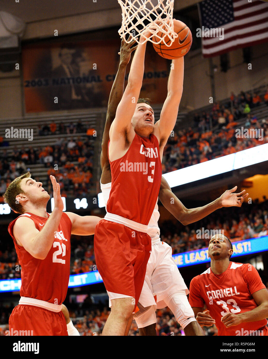 Syracuse, NY, USA. 1st Dec, 2018. Cornell forward Jimmy Boeheim goes up ...