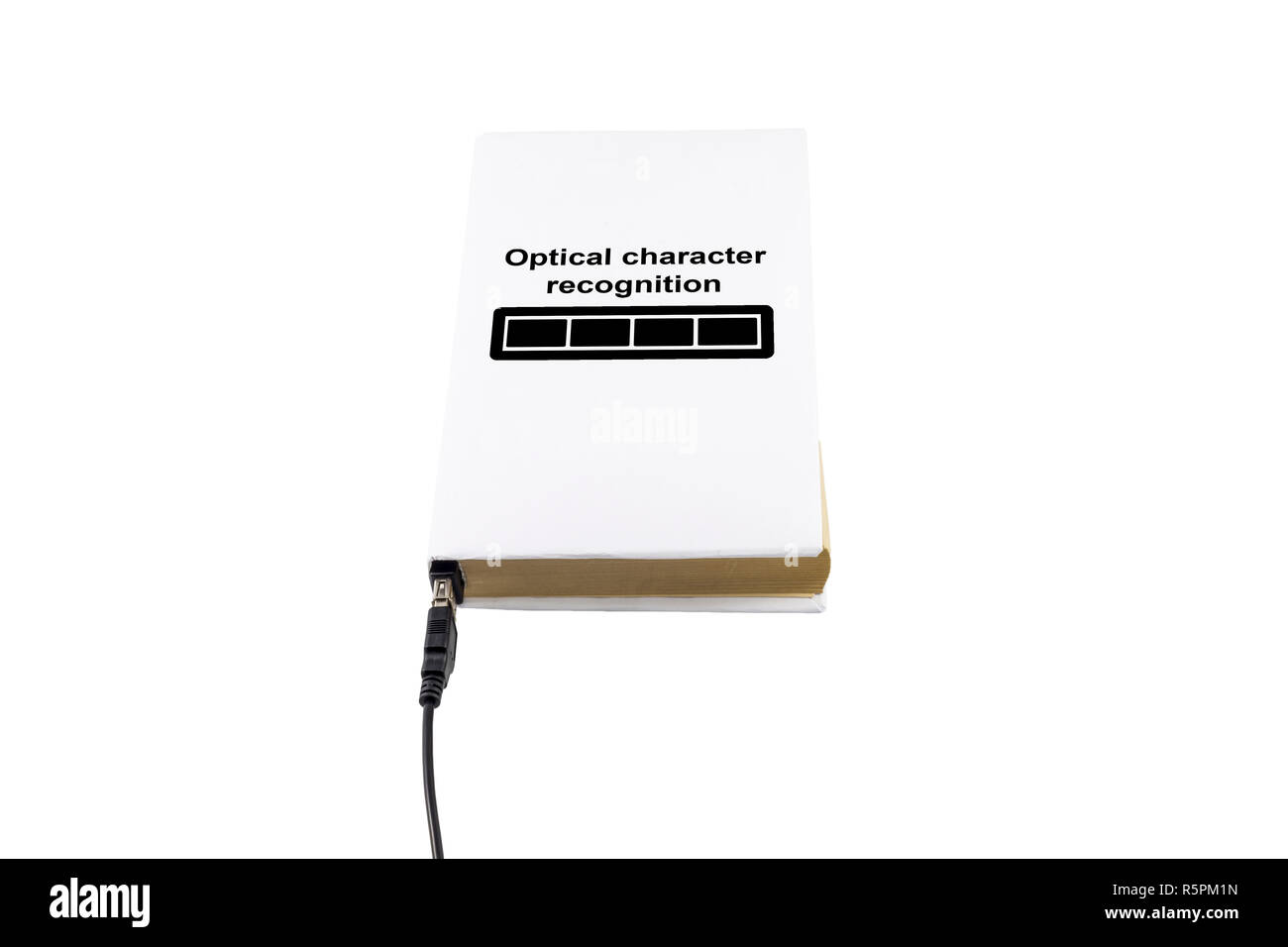 Book with optical character recognition loading bar connected to an USB ...