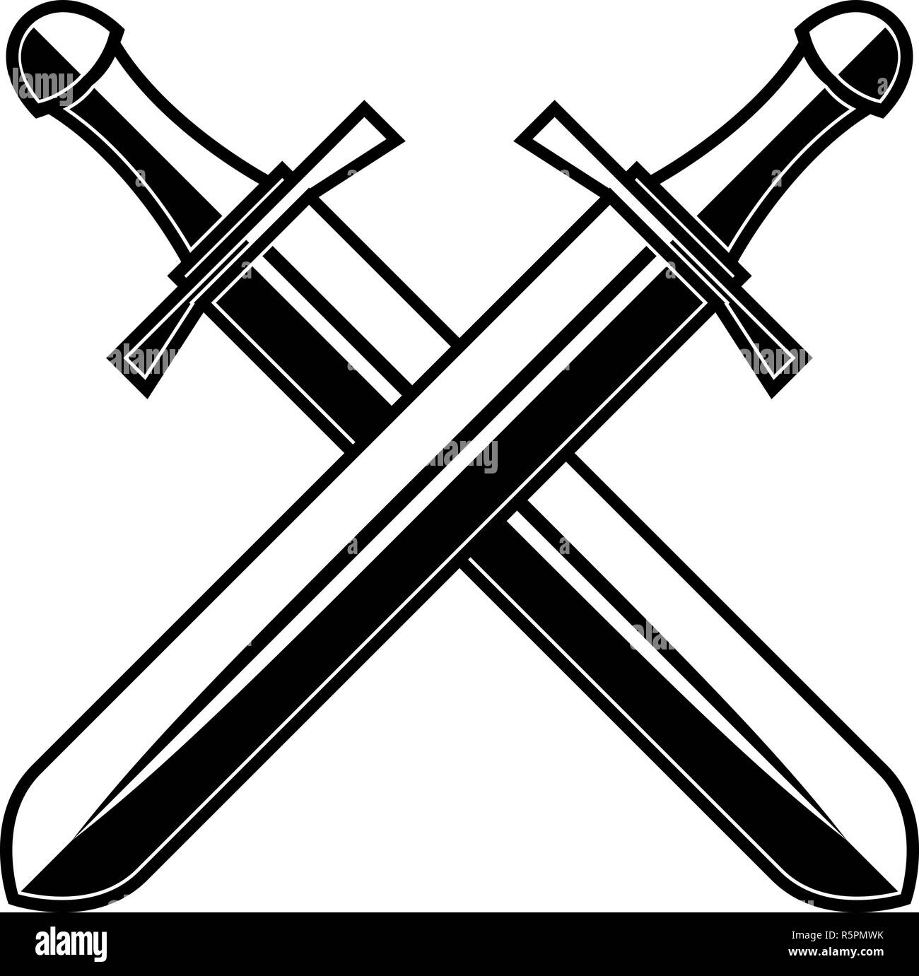 Crossed medieval swords on white background. Design element for logo ...