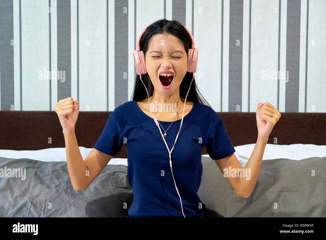 Beautiful women posing - fun, facial expression, excitement Stock Photo ...