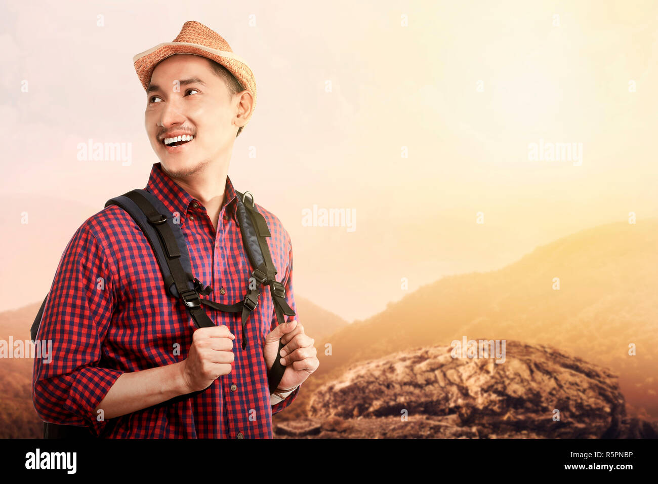 Young Asian Traveler Smiling Stock Photo - Alamy