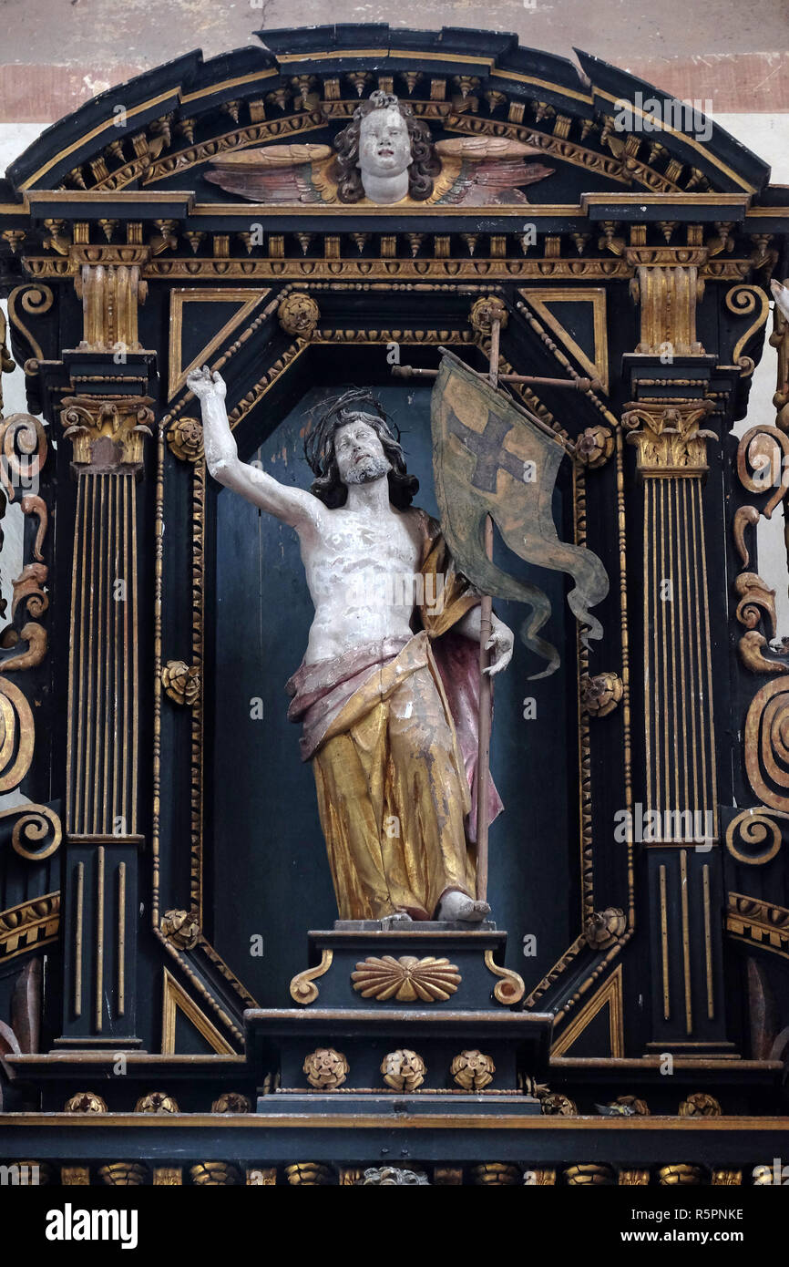 Risen Christ, statue on the altar of the Holy Cross in Cistercian Abbey ...