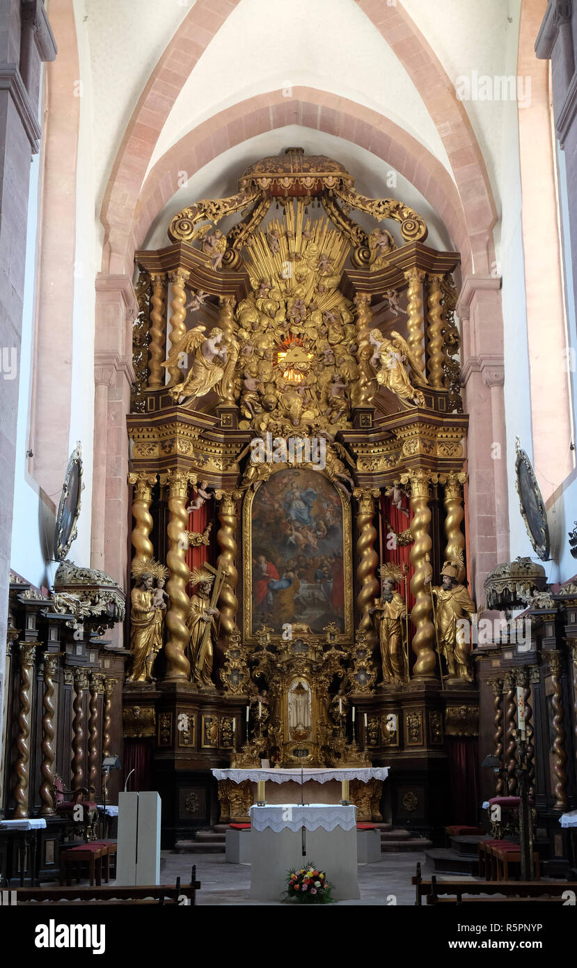 Assumption of Mary, main altar in Cistercian Abbey of Bronbach in ...