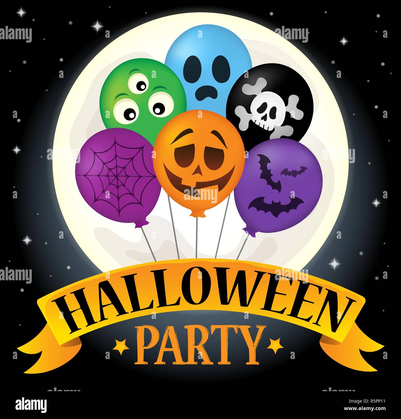 Halloween party sign composition image 2 Stock Photo - Alamy