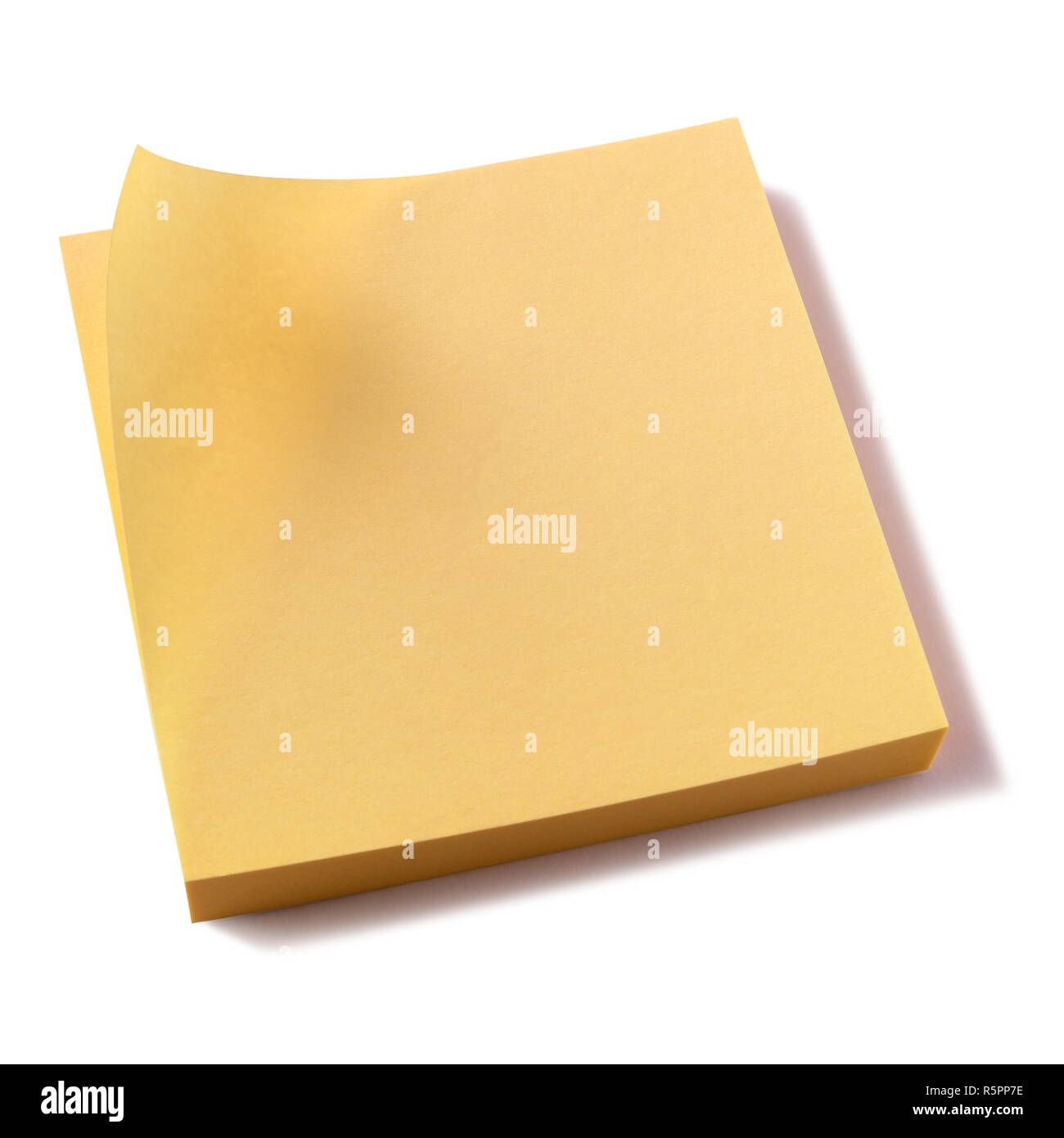 Yellow sticky post notes pad white background Stock Photo - Alamy