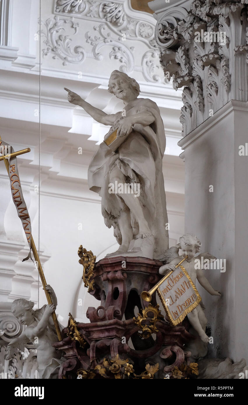 Saint John the Baptist, statue on the pulpit in the Basilica of St ...
