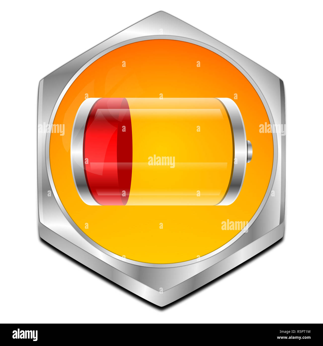 orange red Battery Button - 3D illustration Stock Photo - Alamy