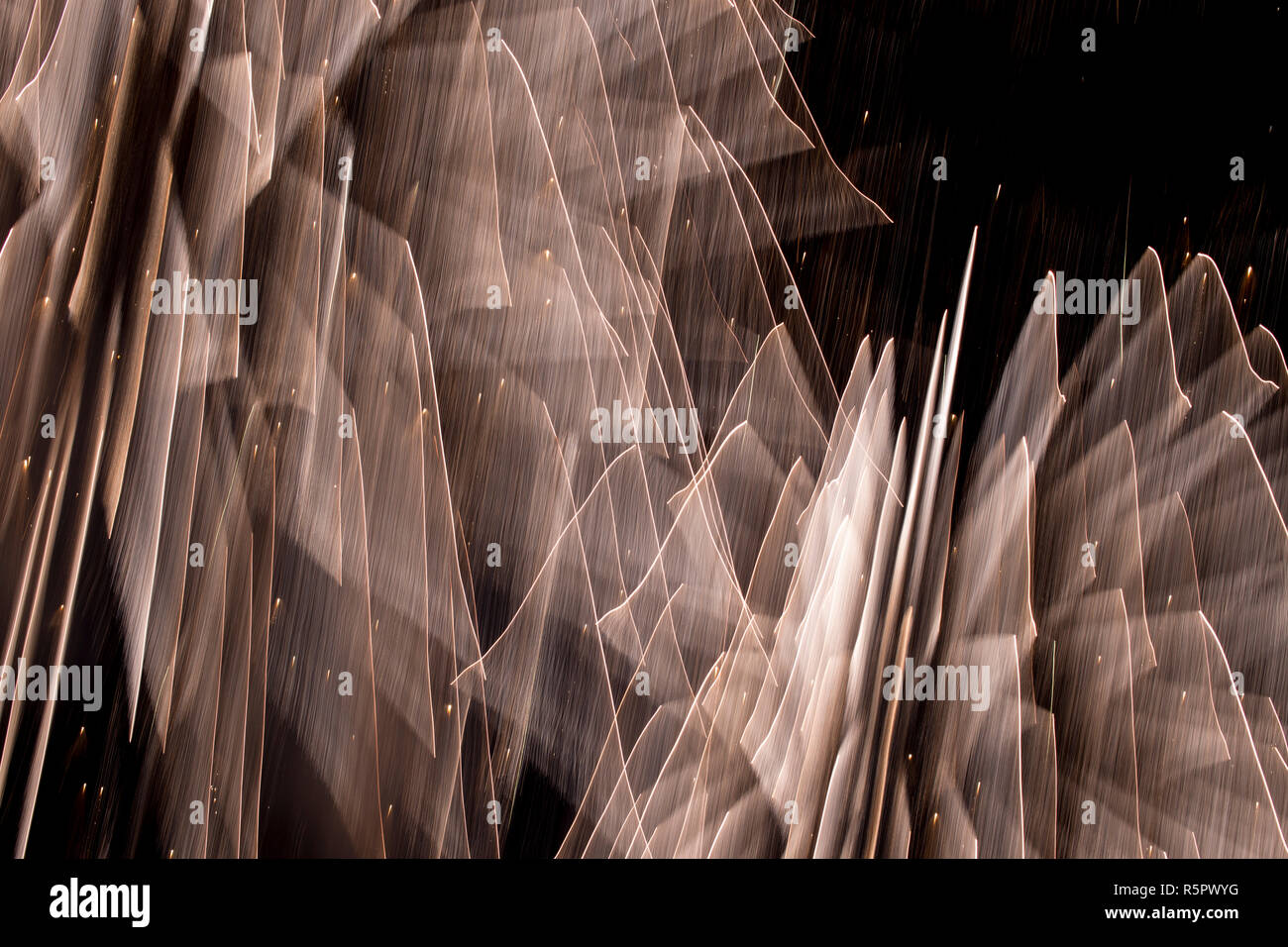 Close-up of a fireworks display. Unique forms and patterns on black ...