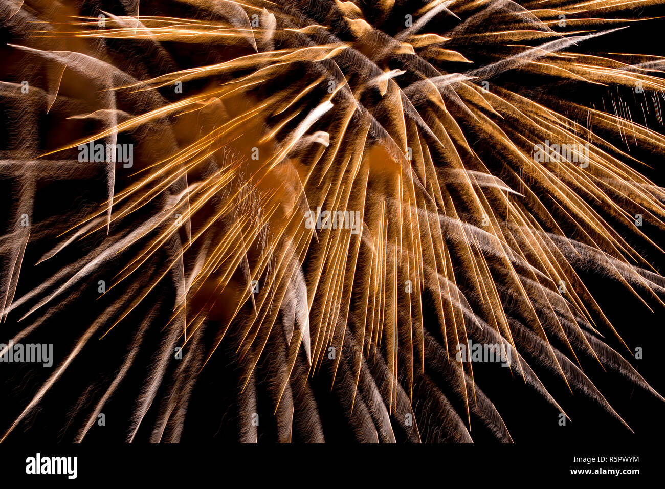 Close-up of a fireworks display. Unique forms and patterns on black ...