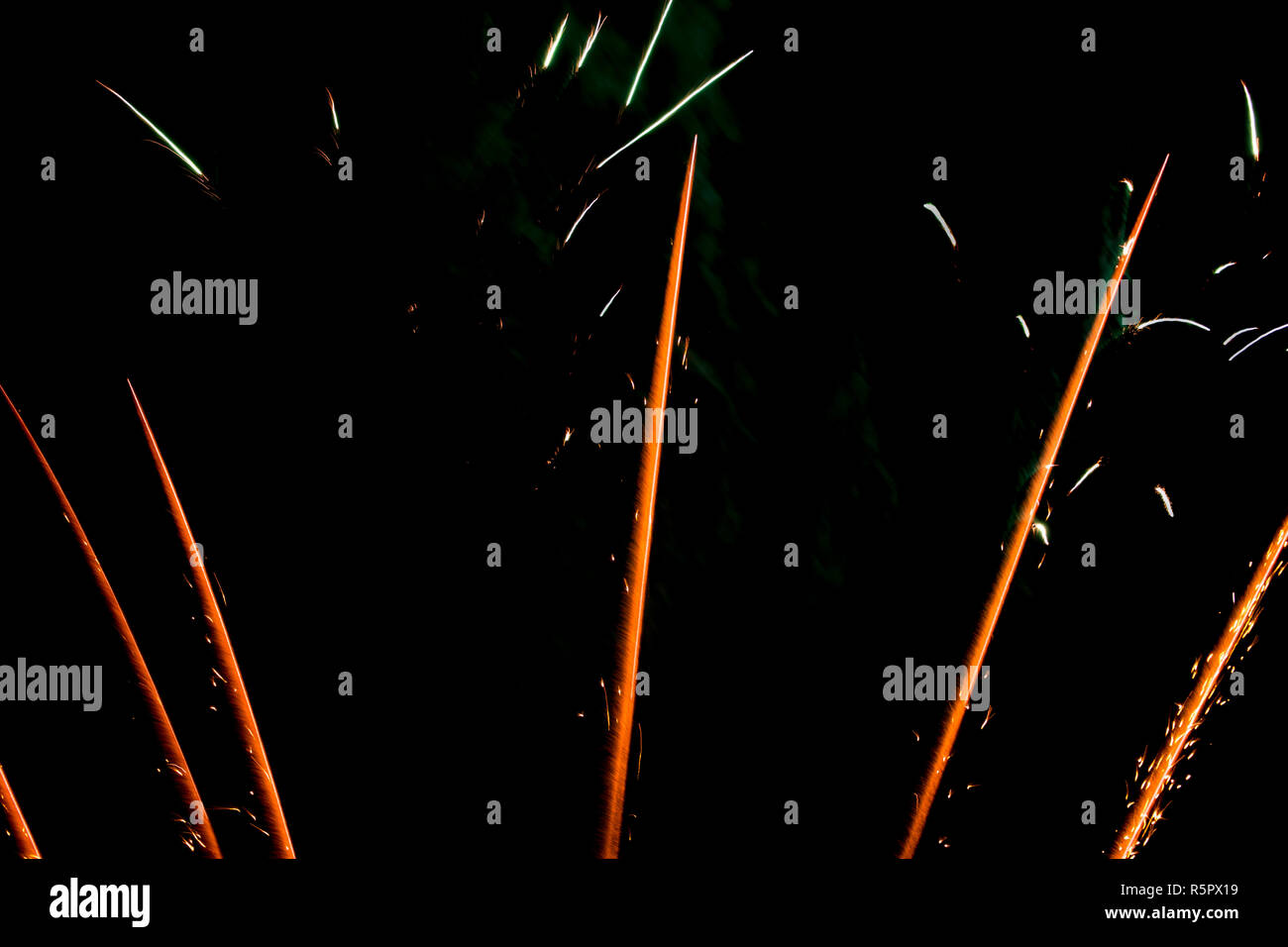 Close-up of a fireworks display. Unique forms and patterns on black ...