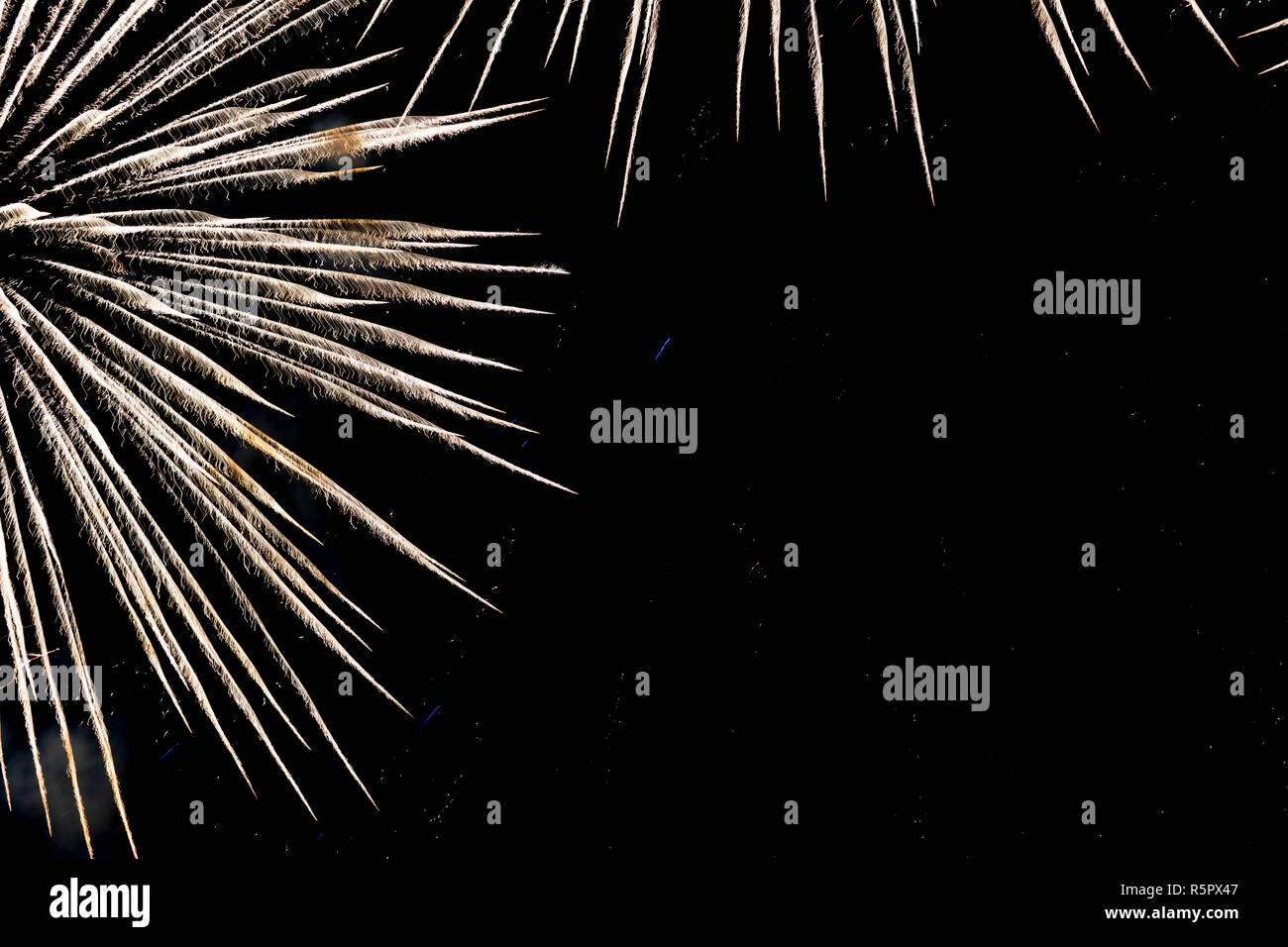 Close-up of a fireworks display. Unique forms and patterns on black ...