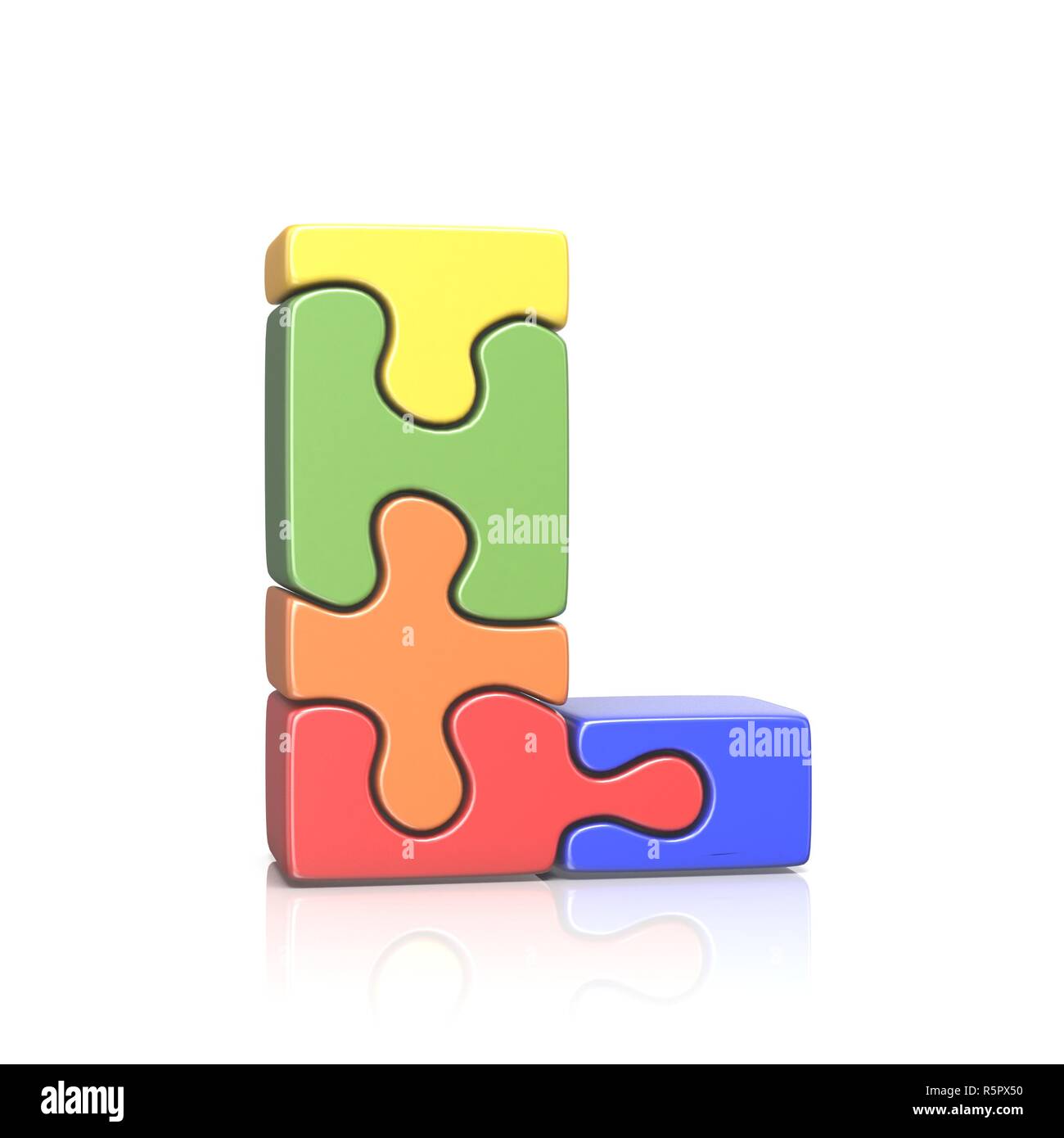 Puzzle jigsaw letter L 3D Stock Photo - Alamy